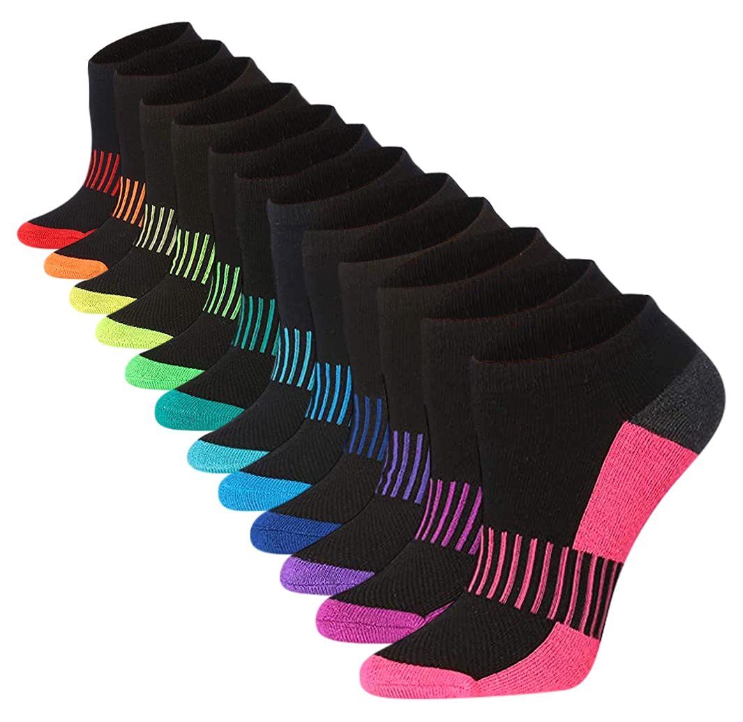 Tipi Toe Women's 12-Pairs Low Cut Athletic Sport Peformance Socks, (sock size 9-11) Fits shoe size 6-10, WS18-12