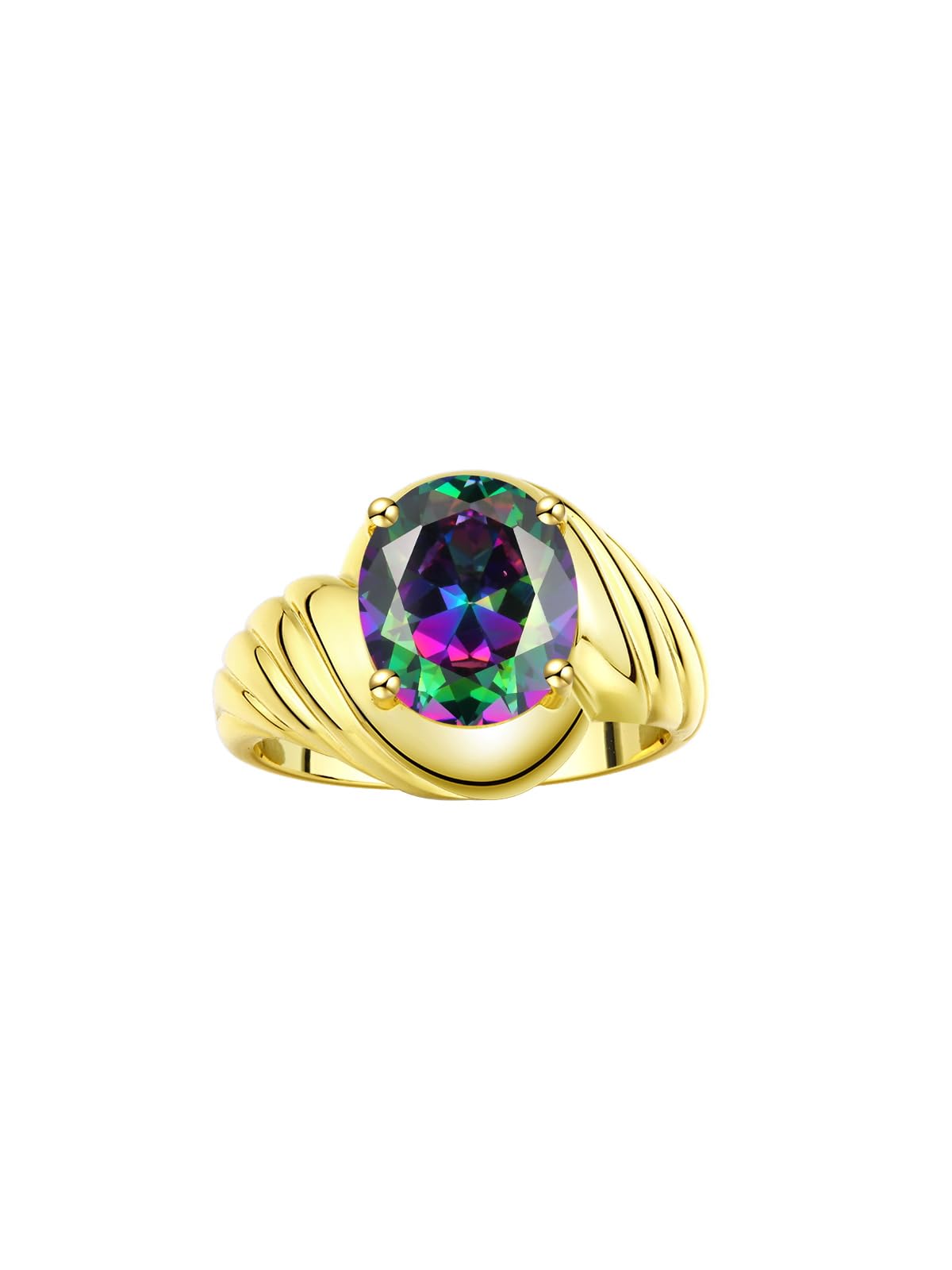 Rylos Rings for Women 14K Yellow Gold Ring Classic Designer Style Oval 12X10MM Solitaire Gemstone Ring June Alexandrite Jewelry for Women Size 10