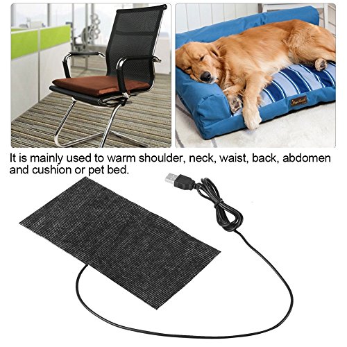 USB Seat Heating Sheet, Electric Heating Pad Black 5V USB Carbon Fiber Heating Mat Hand Warmer 20x10cm Mouse Pad Warm Blanket USB Heating Film for Warm Shoulder,Neck,Waist,Back,Abdomen, 35-45 Degrees