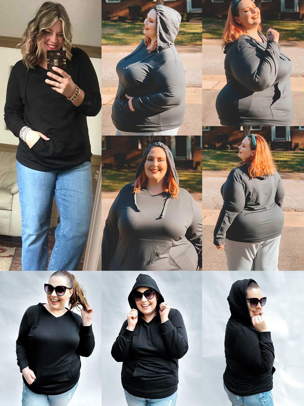VISLILY Women's Plus Size Tops 2X Long Sleeve Hoodie Sweatshirts BLOR 20W
