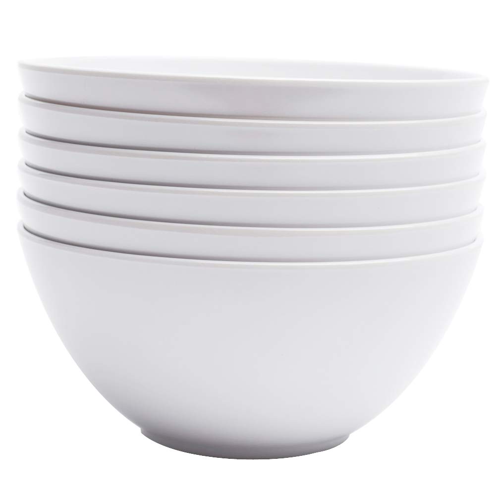 Yinshine Melamine Cereal Bowls Set - Soup Bowls for Daily Use, 6pcs Blue Bowls, 28oz, Dishwasher Safe