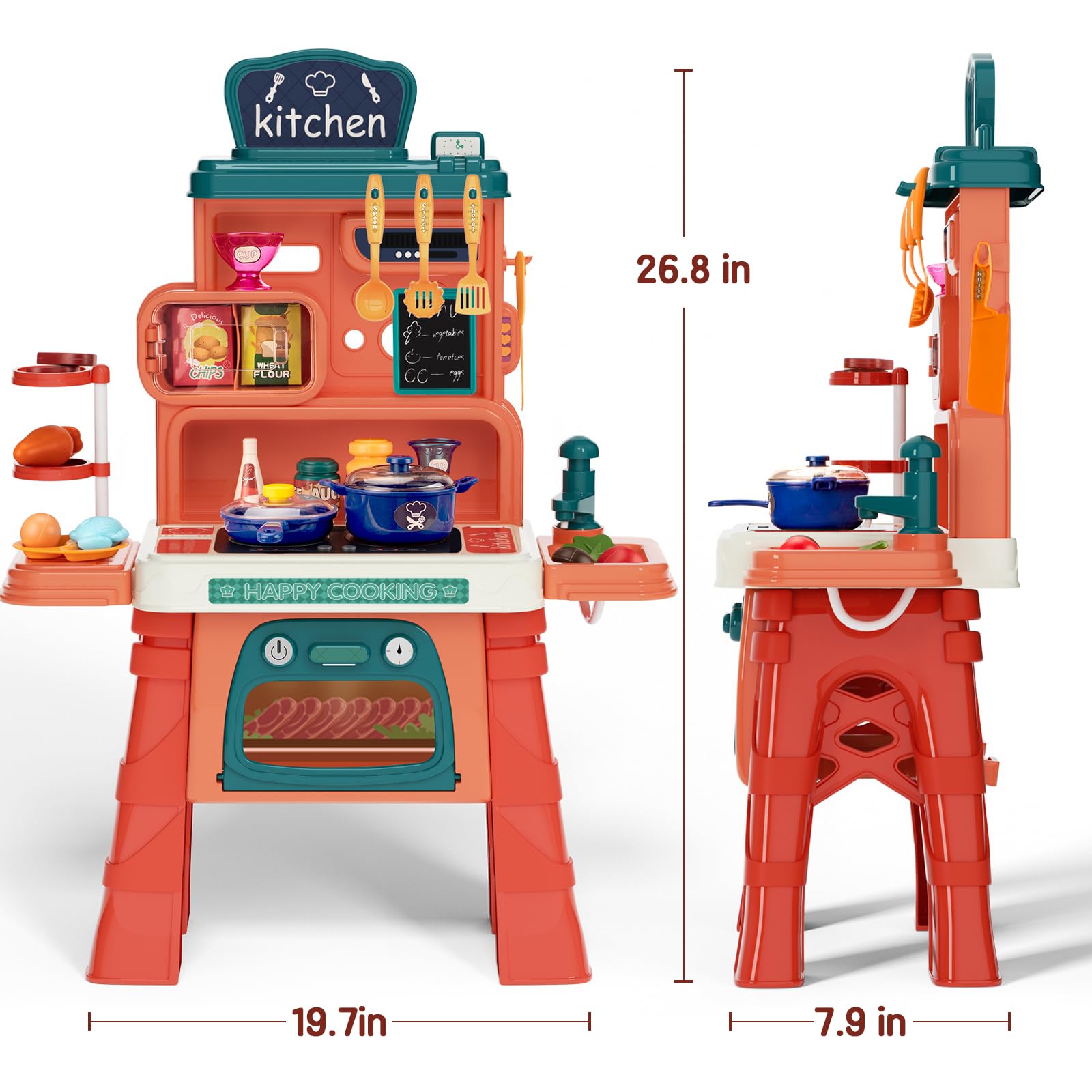 UNIH Kitchen Playset Toy, Play Kitchen for Kids, 54 PCS Kitchen Accessories Set for 3 4 5 Years Old Girls Boys