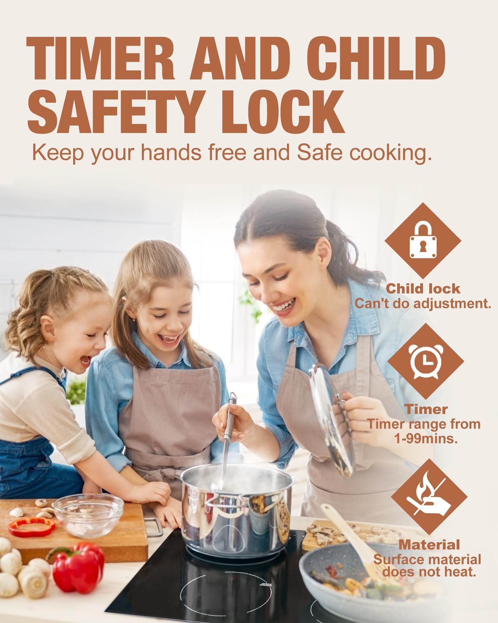 Weceleh Induction Cooktop 30 Inch with 4 Burner, Built-in Induction Stove Top 220-240V, Electric Stove Top with Boost Function, Timer & Kid Safety Lock, 9 Power Levels,7000W,(NO PLUG)