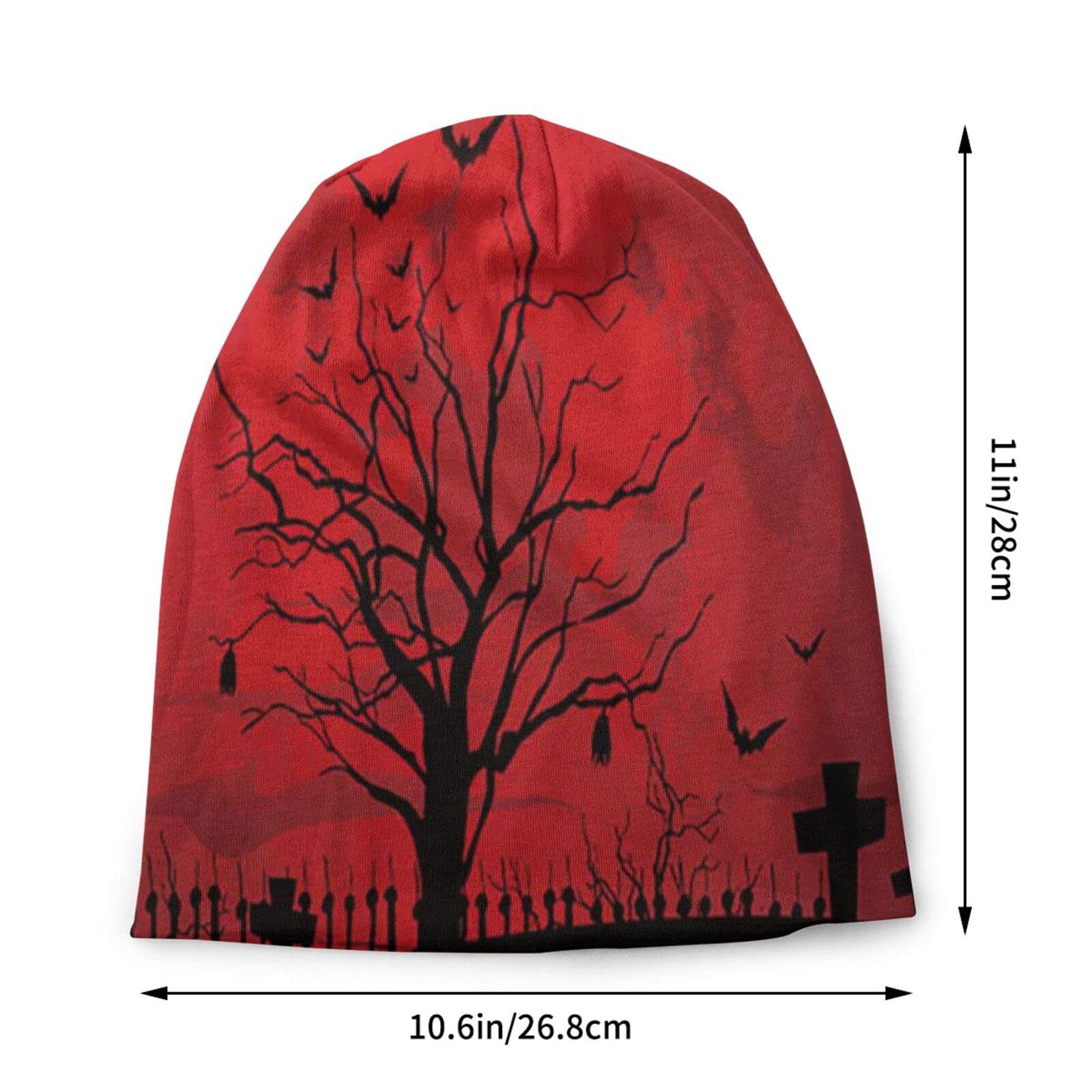 Unisex Beanie Caps Gothic Scary Halloween Dark Red Night Knit Hat Skull Cap Winter Summer Warm Womens Mens Hats