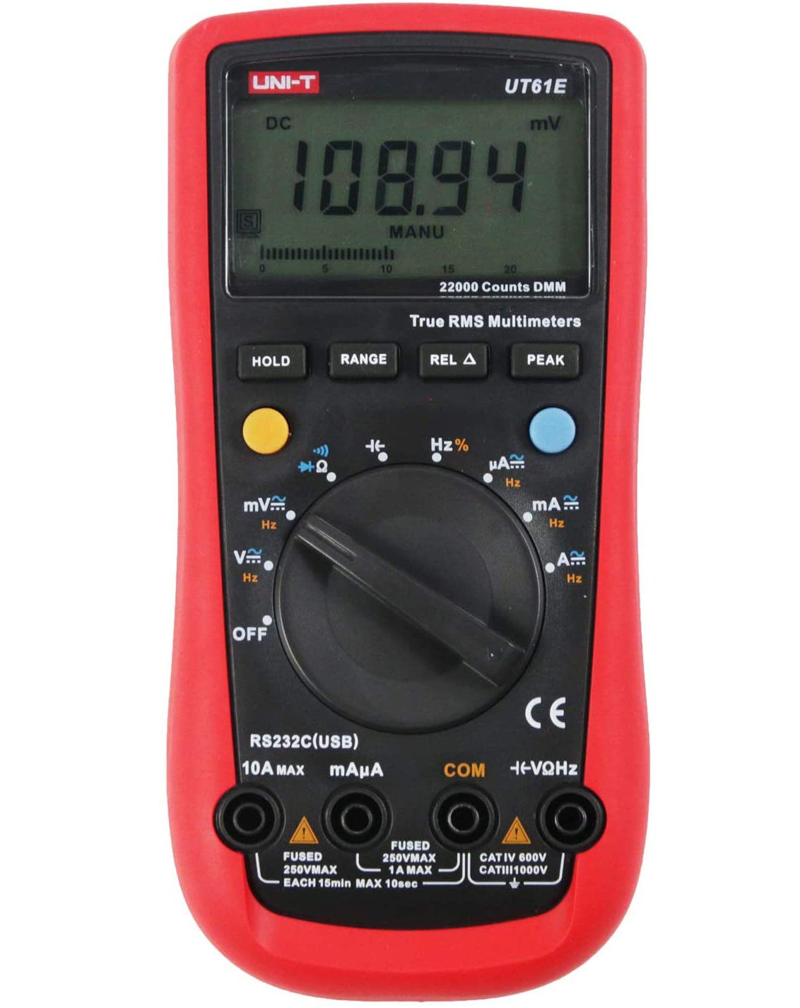 UNI-T 22000 Count High Accuracy Modern Digital Multimeter True RMS AC/DC Modern Digital Auto Ranging Multimeter Voltage Current Tester with Capacitance,Resistance and Frequency Check,UT61E