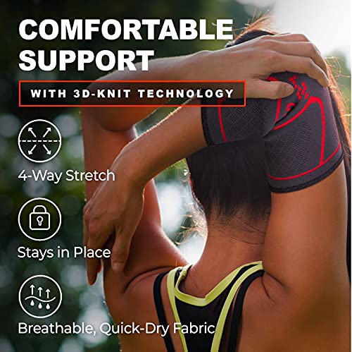 UFlex Elbow Compression Sleeve for Women & Men- Brace for Injury Recovery, Tendonitis, Bursitis, Weightlifting, Golf, Tennis, Basketball- Single Wrap
