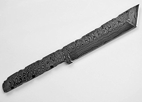 Whole Earth Supply Damascus High Carbon Steel Tanto Hunting Blank Blade Knife Knives Japanese Samurai Custom Making
