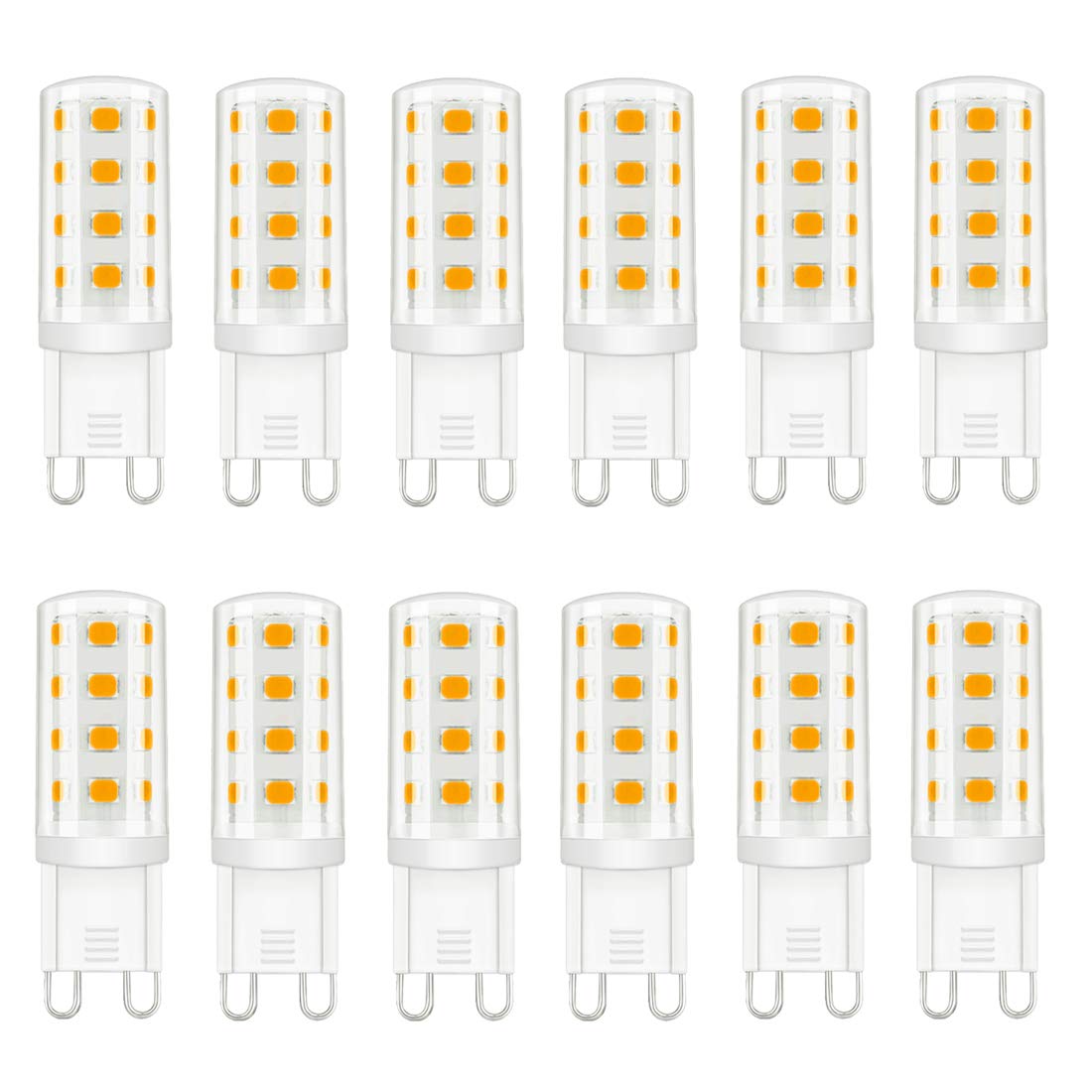 YMAM.LIGHT G9 LED Bulbs Bi Pin Base 3W Warm White 2700K - G9 Base Bulbs, 40W Halogen Equivalent, 380LM, G9 Chandelier Bulbs for Home Lighting, Pack of 12
