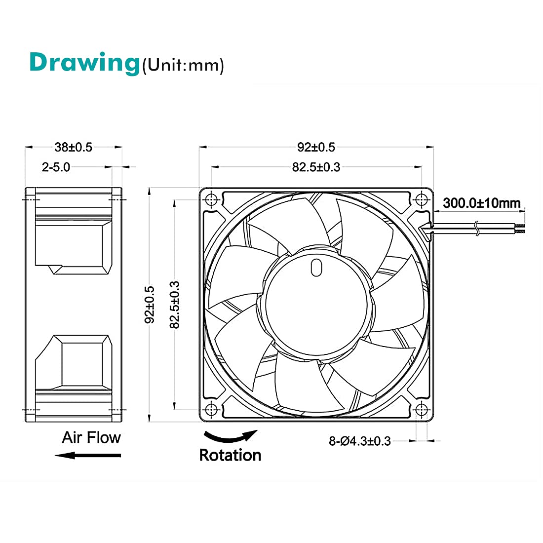 Wathai 92mm x 38mm 90mm Dual Ball 12V High Airflow Fan DC High Speed Pressure Cooling Fan
