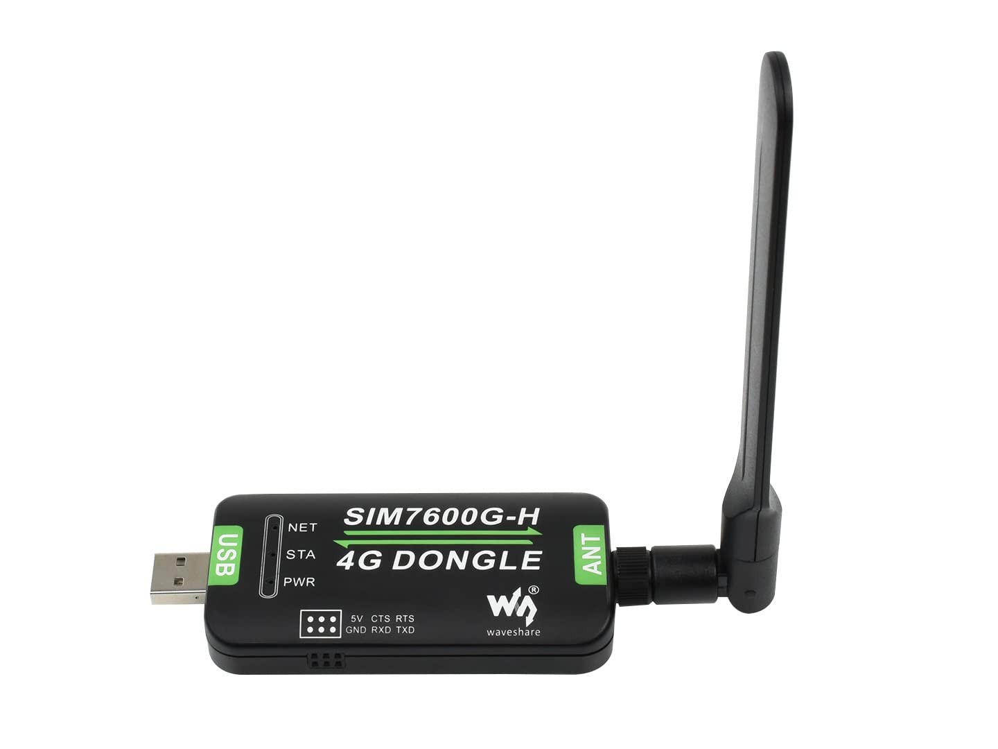 Waveshare SIM7600G-H 4G DONGLE with Antenna with Industrial Grade 4G Communication and GNSS Positioning Peripheral Supports Global Band.