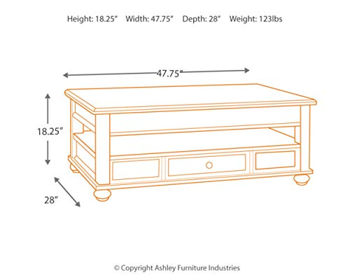 Signature Design by Ashley Barilanni Traditional Lift Top Coffee Table with 1 Storage Drawer, Open Shelf and Hidden Storage, Dark Brown
