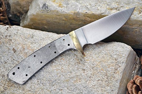 Whole Earth Supply (Set of 2) CUSTOM BLANK Knives Knife Blade Drop Point 6 1/2in w/Brass Guard Bolster BL013