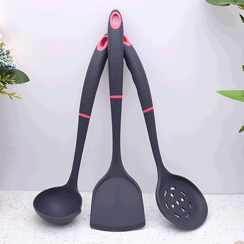 SLEEVY Kitchen Silicone Soup Spoon Long Handle Cooking Spatula Shovel Steel Kitchenware Home Cookware Set