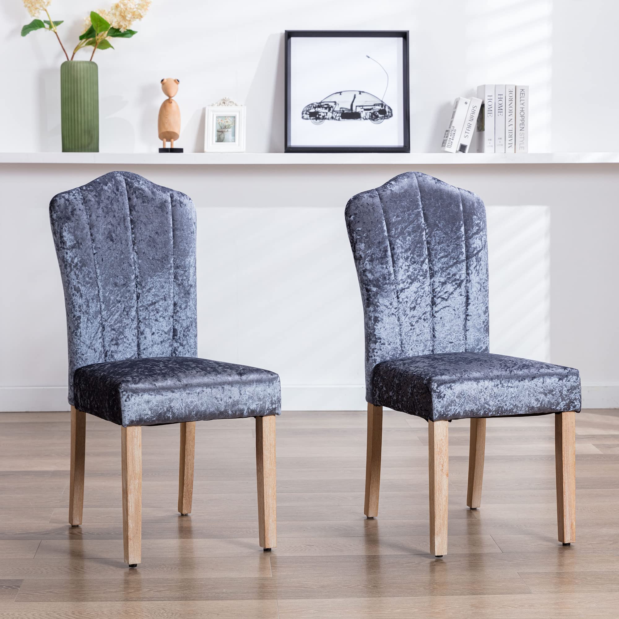 thksbought Dining Chairs Set of 2 Chairs Velvet Chairs for Dining Room and Living Room (Gray)