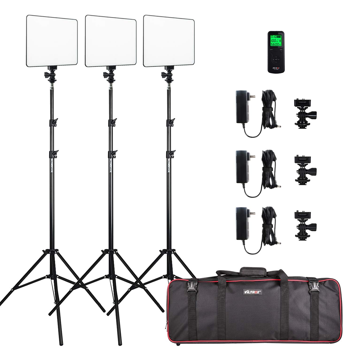 VILTROX Bi-Color LED Video Light Panel Lighting Kit Includes: 3300K-5600K CRI 95 LED Light Panel with Hot Shoe Adapter/Light Stand/Remote Controller and AC Adapter