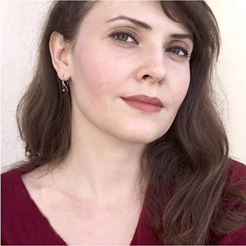 S925 Sterling Silver Freshwater Cultured Pearl Dangle Drop Earrings for Women AAA+ Quality 8mm Black Pearl Women's Earrings
