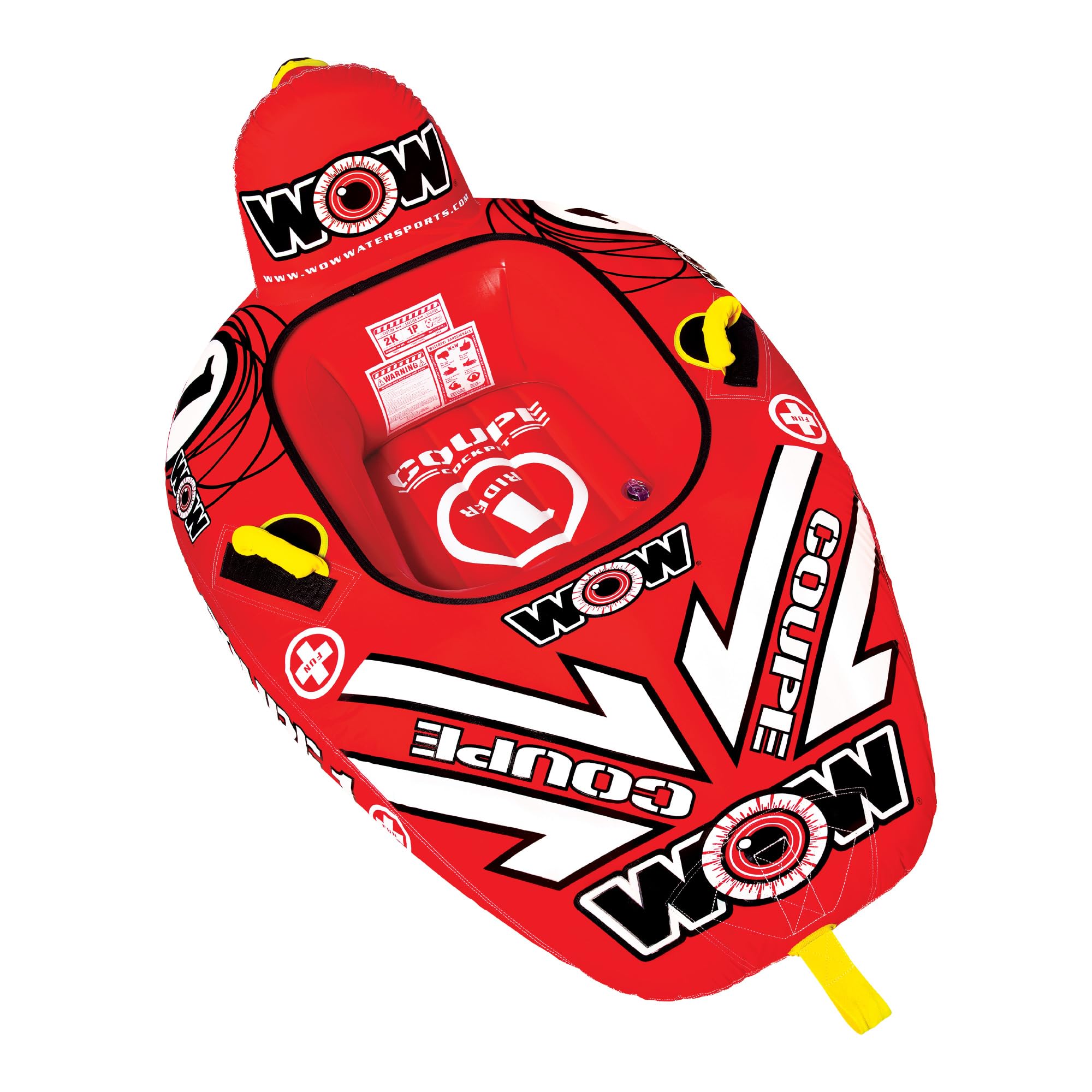 WOW Sports – Coupe Cockpit Towable Tube for Boating – 1 Person 170 lbs Capacity – Inflatable Boat Tube for Water Sports – Youth & Adults