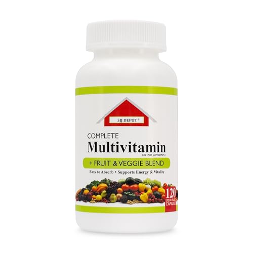 SJJ DEPOT 120 Multivitamin Fruit and Vegetable Liquid Capsules, Loaded Multivitamins, Supplements, Multiple Vitamin has Joint Heart Brain Antioxidants, Daily Women Men Senior Adult Multi Vitamins
