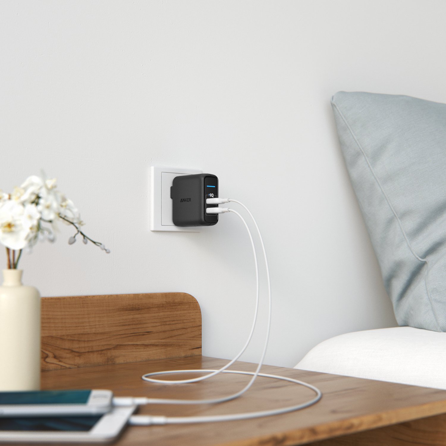 USB Charger, Anker Elite Dual Port 24W Wall Charger, PowerPort 2 with PowerIQ and Foldable Plug, for iPhone 11/Xs/XS Max/XR/X/8/7/6/Plus, iPad Pro/Air 2/Mini 3/Mini 4, Samsung S4/S5, and More
