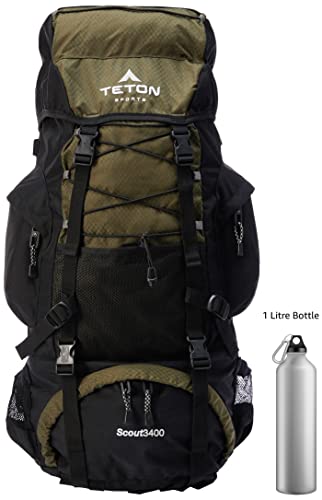 TETON 55L Scout Internal Frame Backpack for Hiking, Camping, Backpacking, Rain Cover Included
