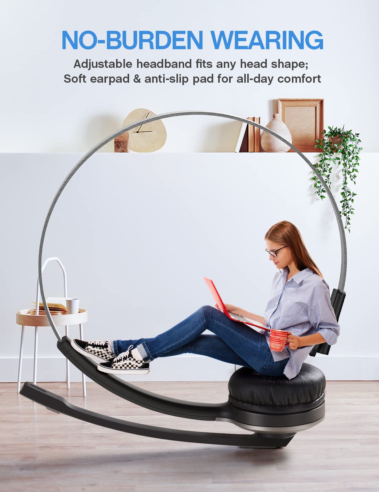 Wireless Cell Phone Headset with Charging Station, 270° Rotatable Boom Mic, Noise Cancelling, Dual Mode, On-Ear Wireless Headset with Microphone for Office, Call Center, Trucker, Remote Work.