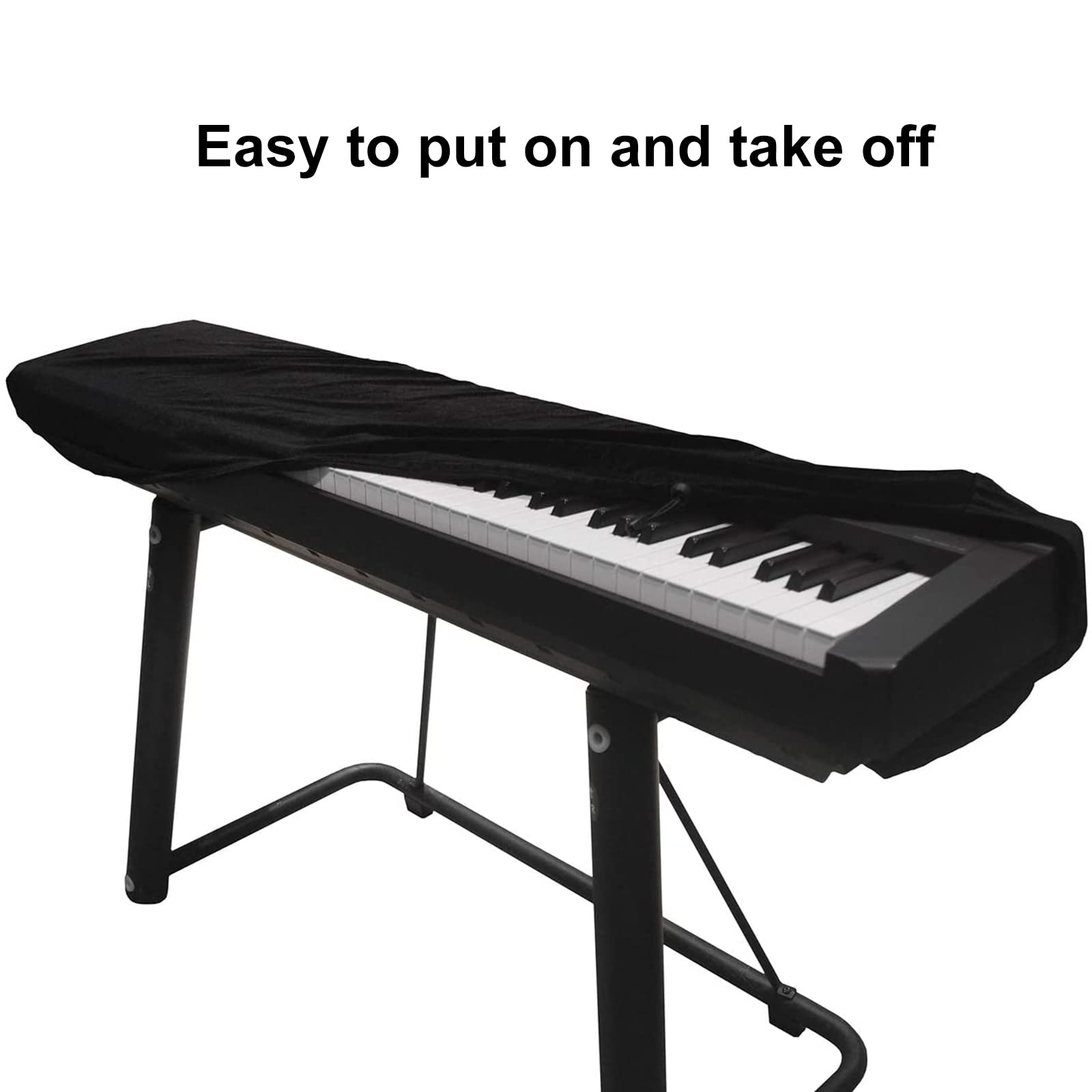 WOMACO Piano Keyboard Cover Stretchy Plush Velvet Dust Cover for 76-88 Keys Digital Piano Keyboard (Black)