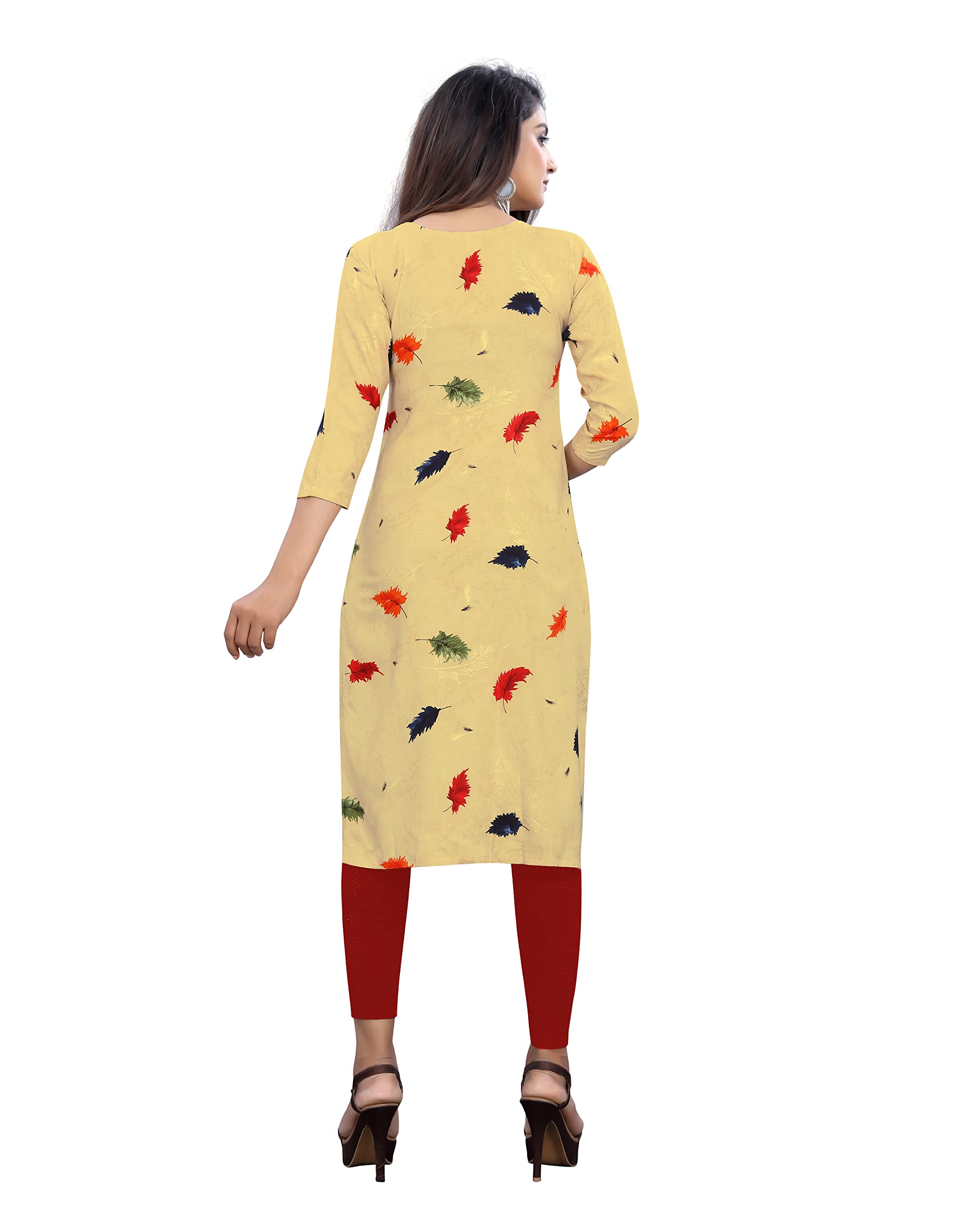 Stylish Rayon Fabric Women's Kurti | Round Neck, Half Sleeve | Fashionable and Comfortable