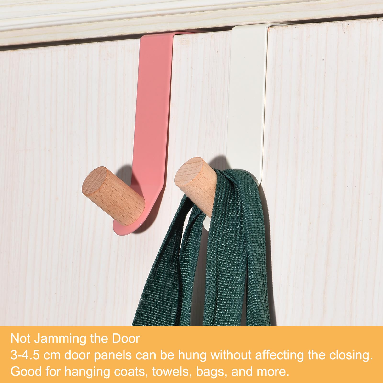 uxcell Over The Door Hooks, 4pcs - Carbon Steel Paint Door Hanger Hook, Single Hooks for Hanging Clothes, Hats, Towels (Pink)