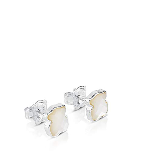 TOUS Sterling Silver Earrings for Women with Pearls & Bear Motif, Size: 0.9 cm. TOUS Color Collection