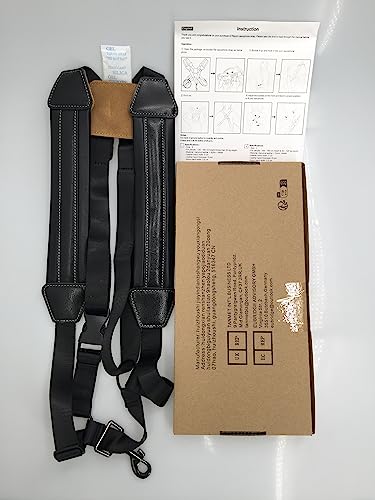 Rayzm Saxophone Strap, Universal Double Shoulder Leather Strap for Sax, Adjustable Padded Harness Strap for Alto Tenor Soprano Baritone Saxophone (Large Size)