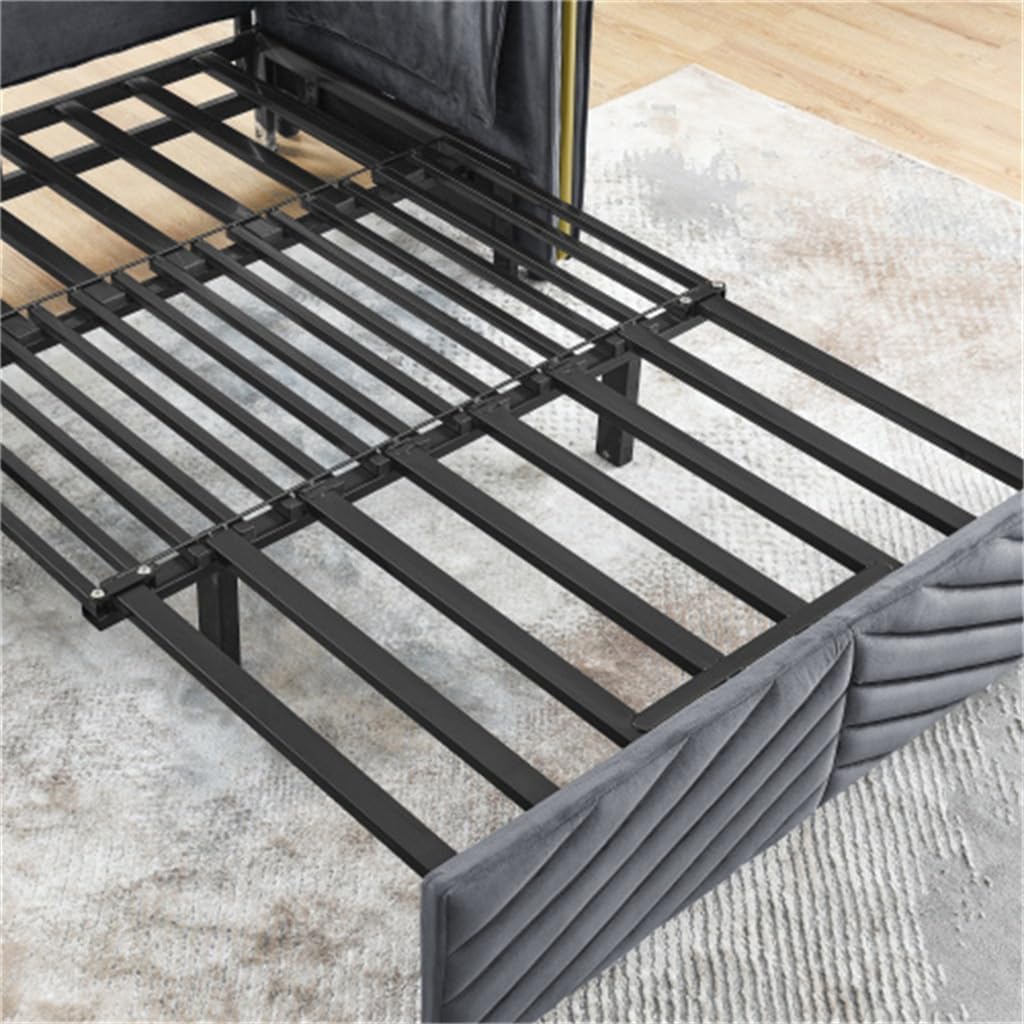 SLNFXC 3-in-1 Convertible Sleeper Sofa, 55" Pull Out Couch for Living Room, Multi-Functional Velvet Loveseat Futon Bed