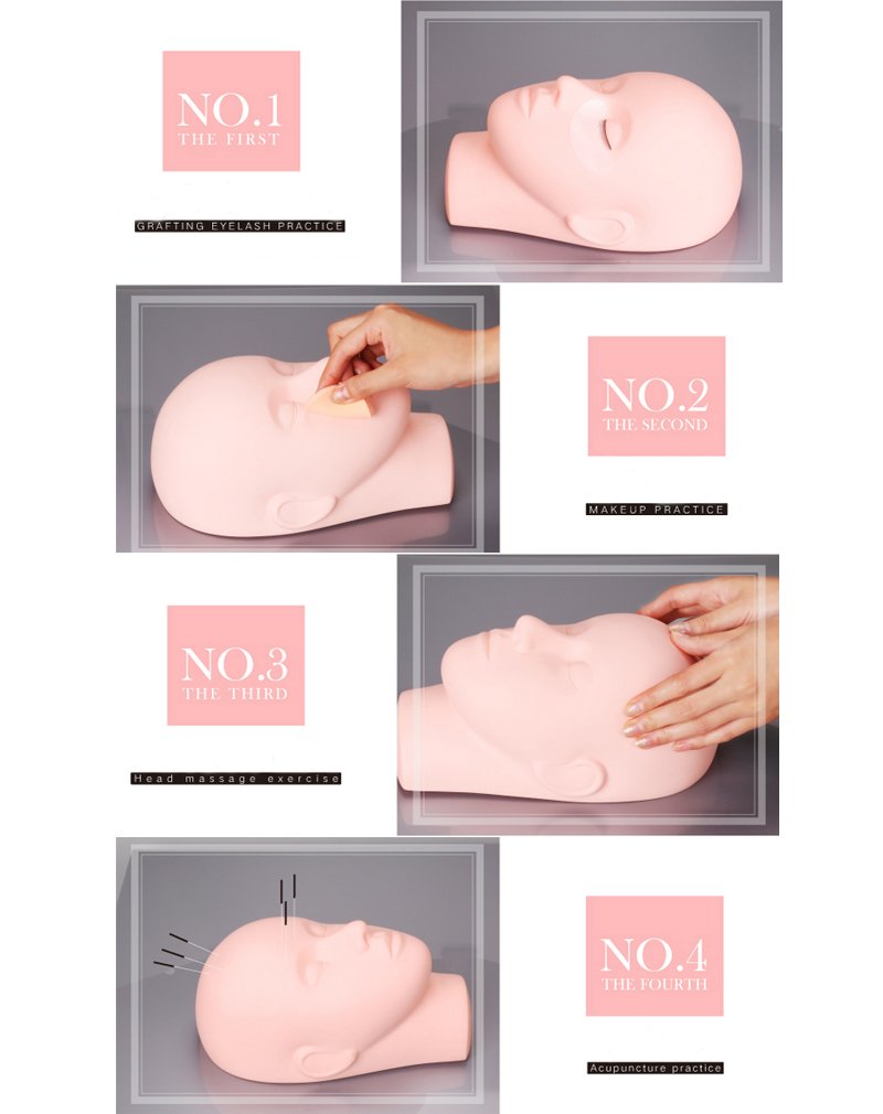 Yephets Pro Training Mannequin Flat Head Practice Make Up Eye Lashes Eyelash Extensions,Practice Training Head Manikin Cosmetology Mannequin Doll Face Head-2 Pack
