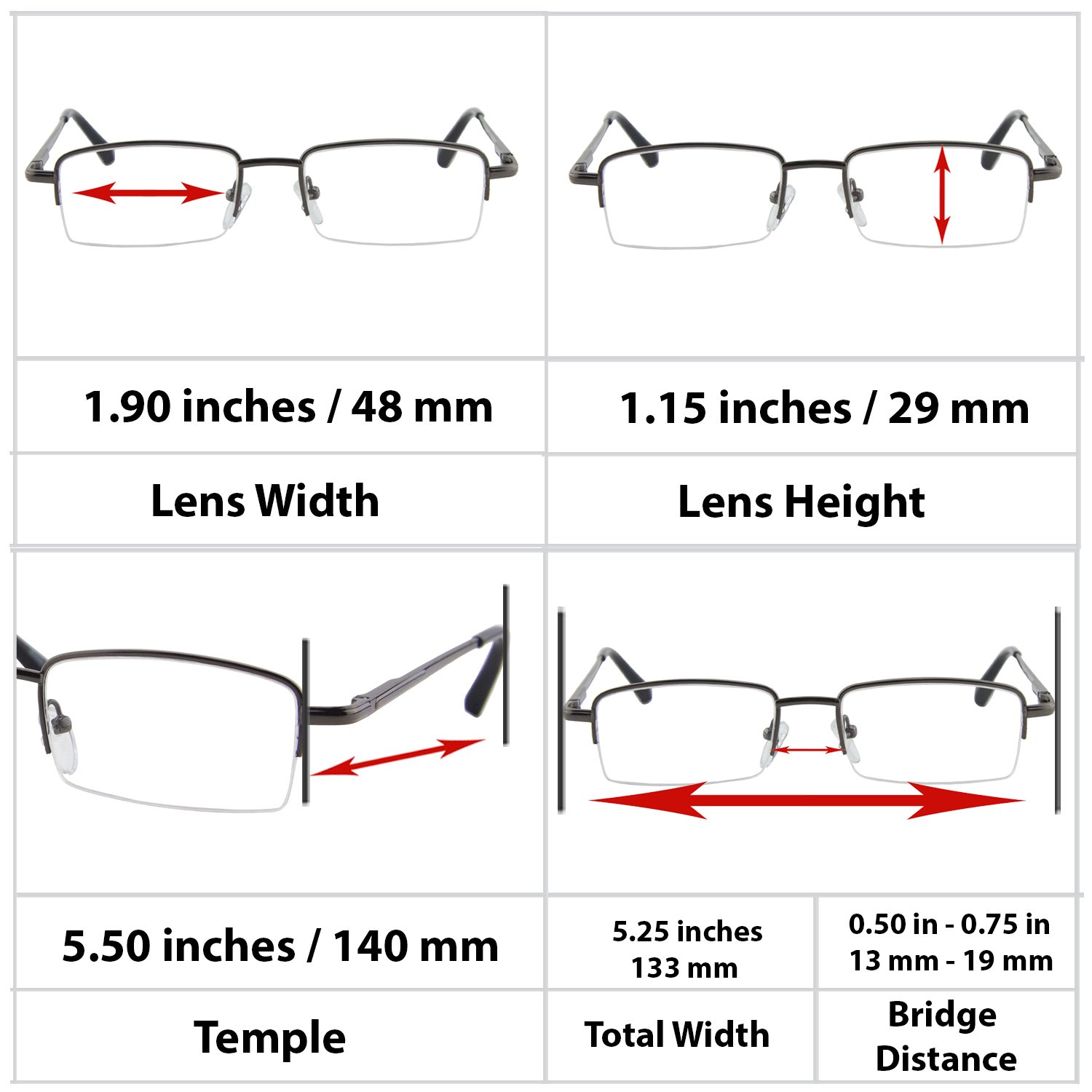 TruVision Readers 3 Pk - Gunmetal Metal Frames and Clear Acrylic Lenses 3.00