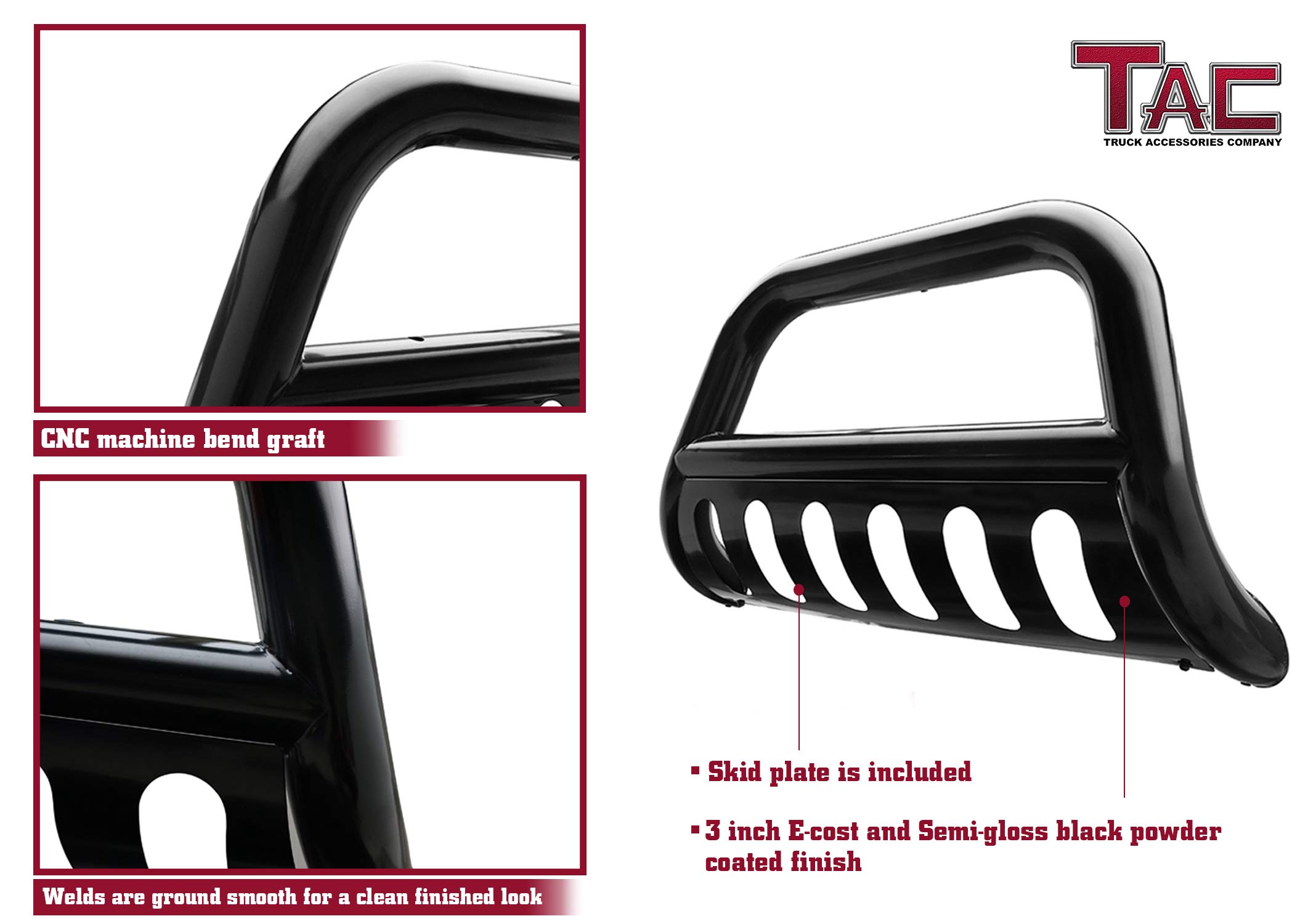 TAC Bull Bar Fits 2004-2024 Ford F150 (Exclude Heritage edition/all F150 Raptor models/2020-2022 Diesel models)|2022-2024 F150 lightning EV|2003-2017 Expedition 3" SUV Black Bumper Guard