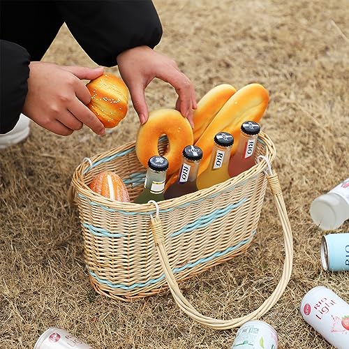 Wicker Woven Basket,Storage Basket with Handle,Large Storage Baskets for Fall Decor, Easter, Picnics, Gifts, Home Decor (Willow)