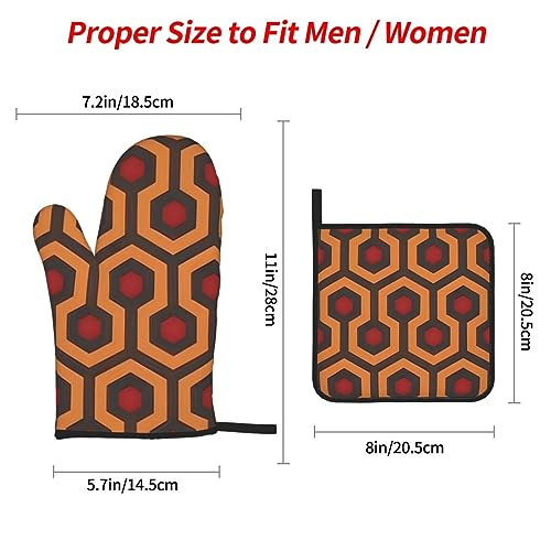 Shining Overlook Oven Mitt and Pan Cover Set, 4 Piece Set for Kitchen Cooking, Baking and Microwave, Kitchen Accessories.
