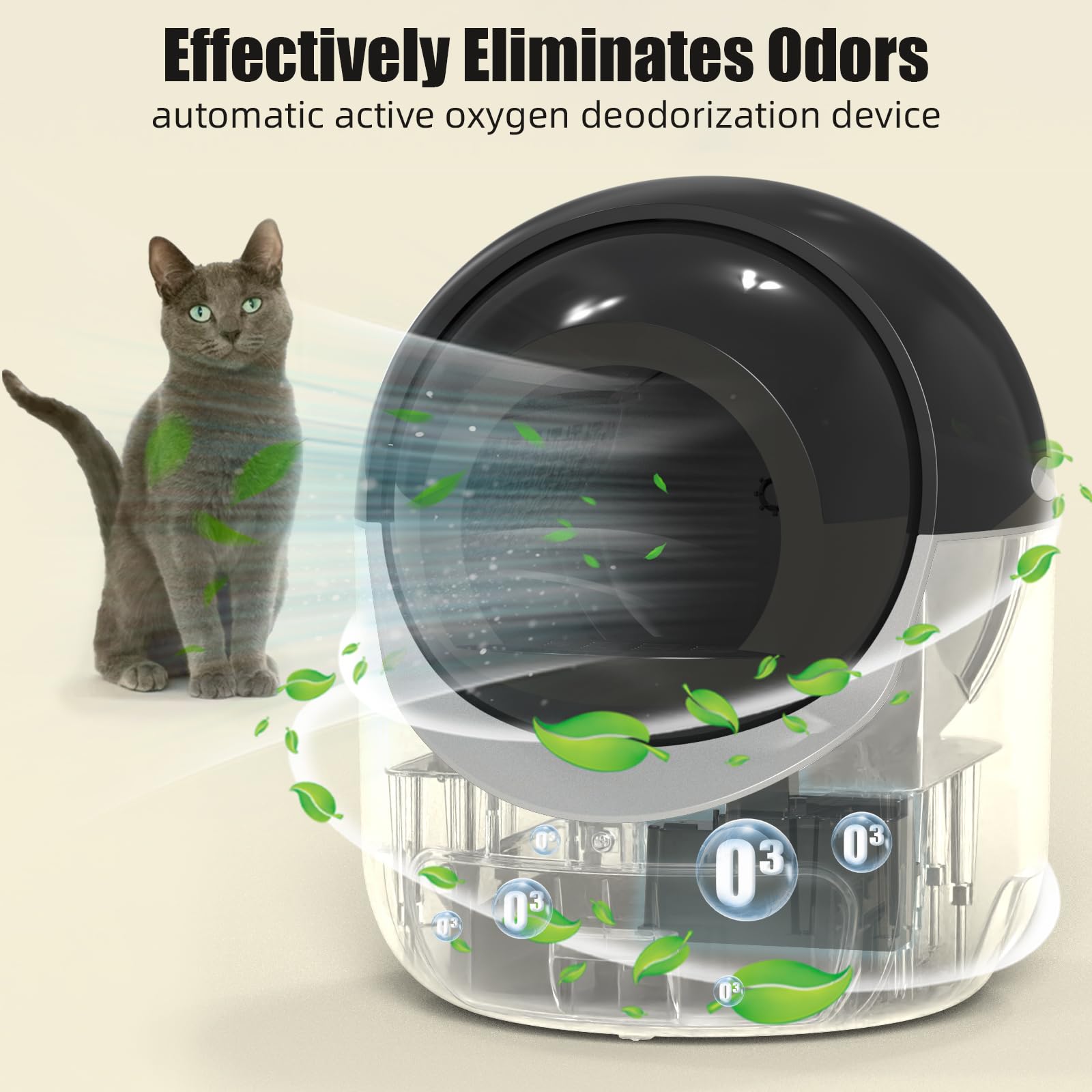 Self Cleaning Cat Litter Box, Automatic Cat Litter Box for Multiple Cats with 40 Garbage Bags & 1 Mat, 65L+10L Large Capacity/APP Control/Safety Protection - 2 Year Warranty