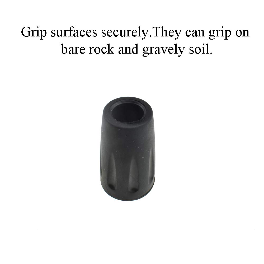 Yadaland Hiking Pole Rubber Tips 0.43inch Hole Diameter Protector Shock Absorbing Durable Solid Not Easy to Deform Slip Stay Securely for Trekking Walking Stick Grip Well Add Traction Black 5pieces