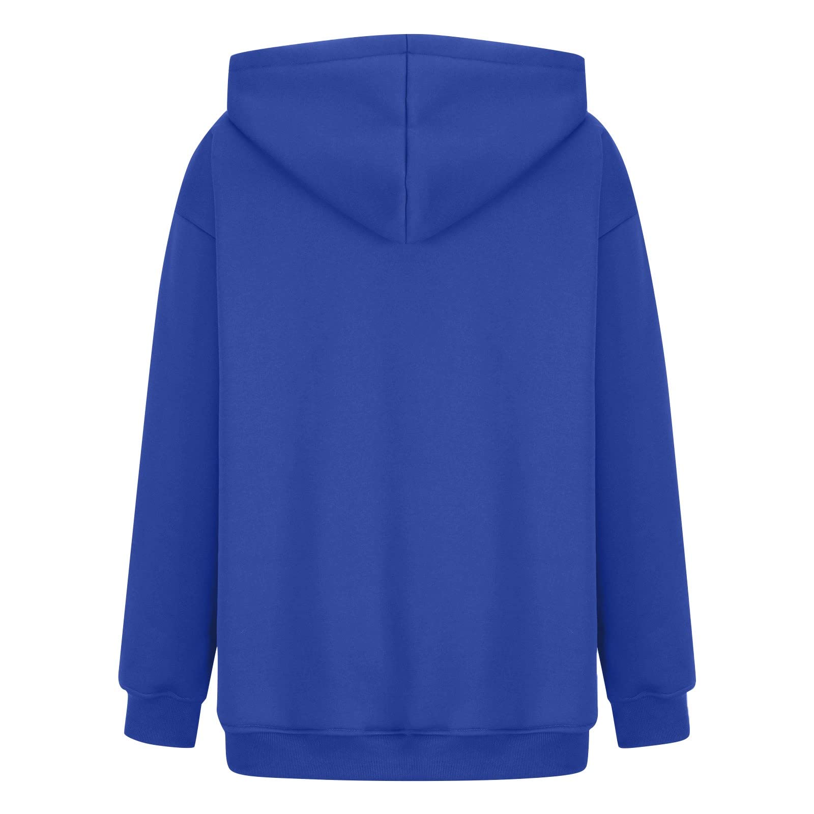 slqdgmryz Womens Hoodies Fleece Drop Shoulder Pullover Drawstring Oversized Hooded Long Sleeve SweatShirts Shirts Solid Color Casual Tops Fall Fashion Outfits Blue