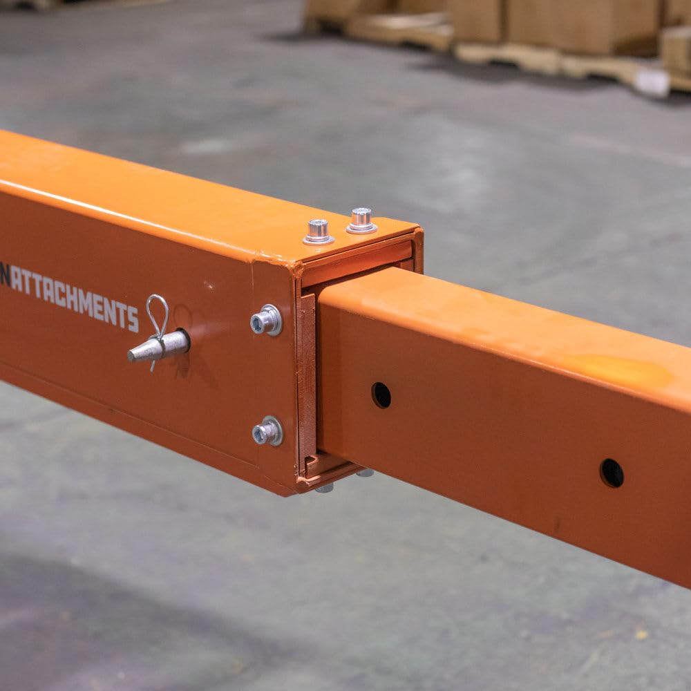 Titan Attachments Fork Mounted Adjustable Hoist Jib Boom Crane, Manual Telescopes 79"-147", 6000 LB Lift Capacity, Two 3 Ton Swivel Hooks, Ideal for Warehouse or Factories