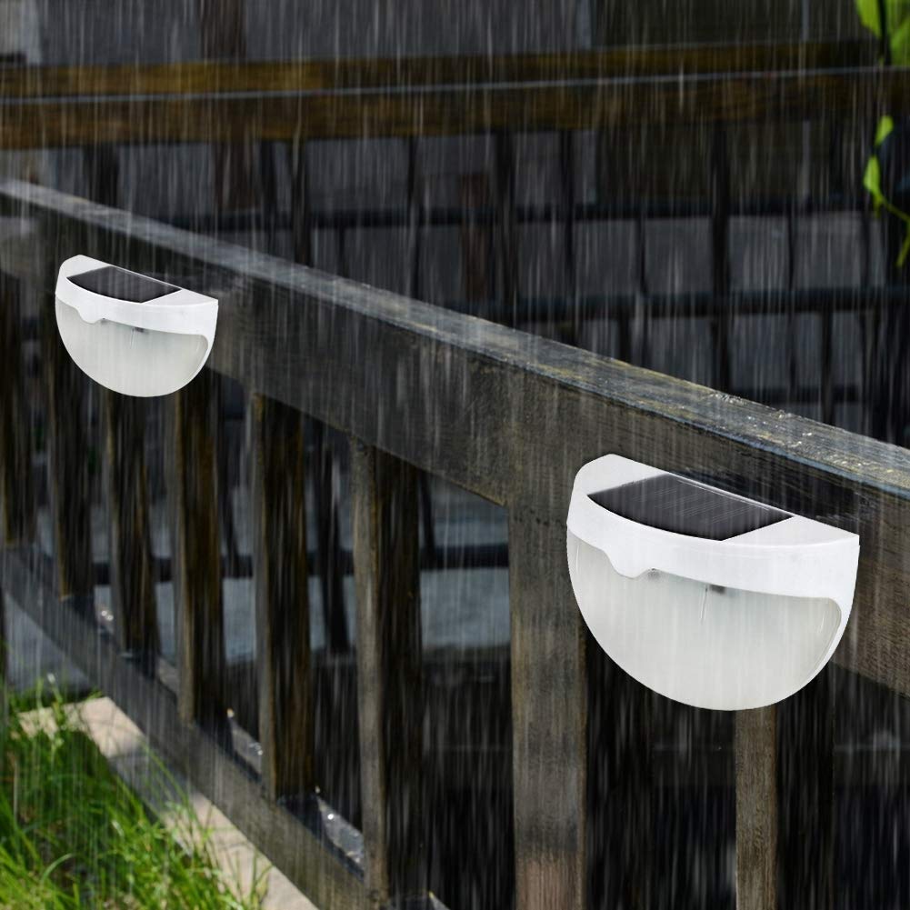 Zopsc 6LED Solar Powered Light, IP55 Waterproof Garden Fence Lamp Decoration Light for Home Outdoor Courtyard Lighting (White)