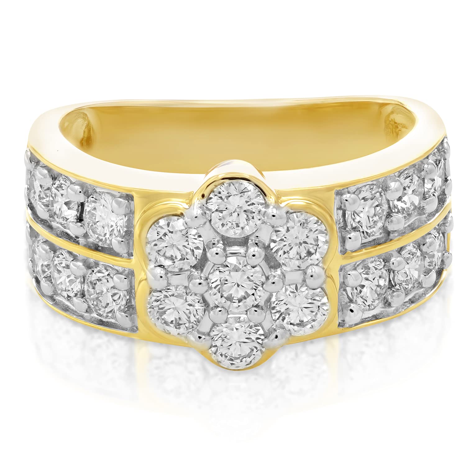 Vir Jewels 1.50 cttw Diamond Engagement Ring Cluster Design 14K Yellow Gold Bridal Wedding Size 7