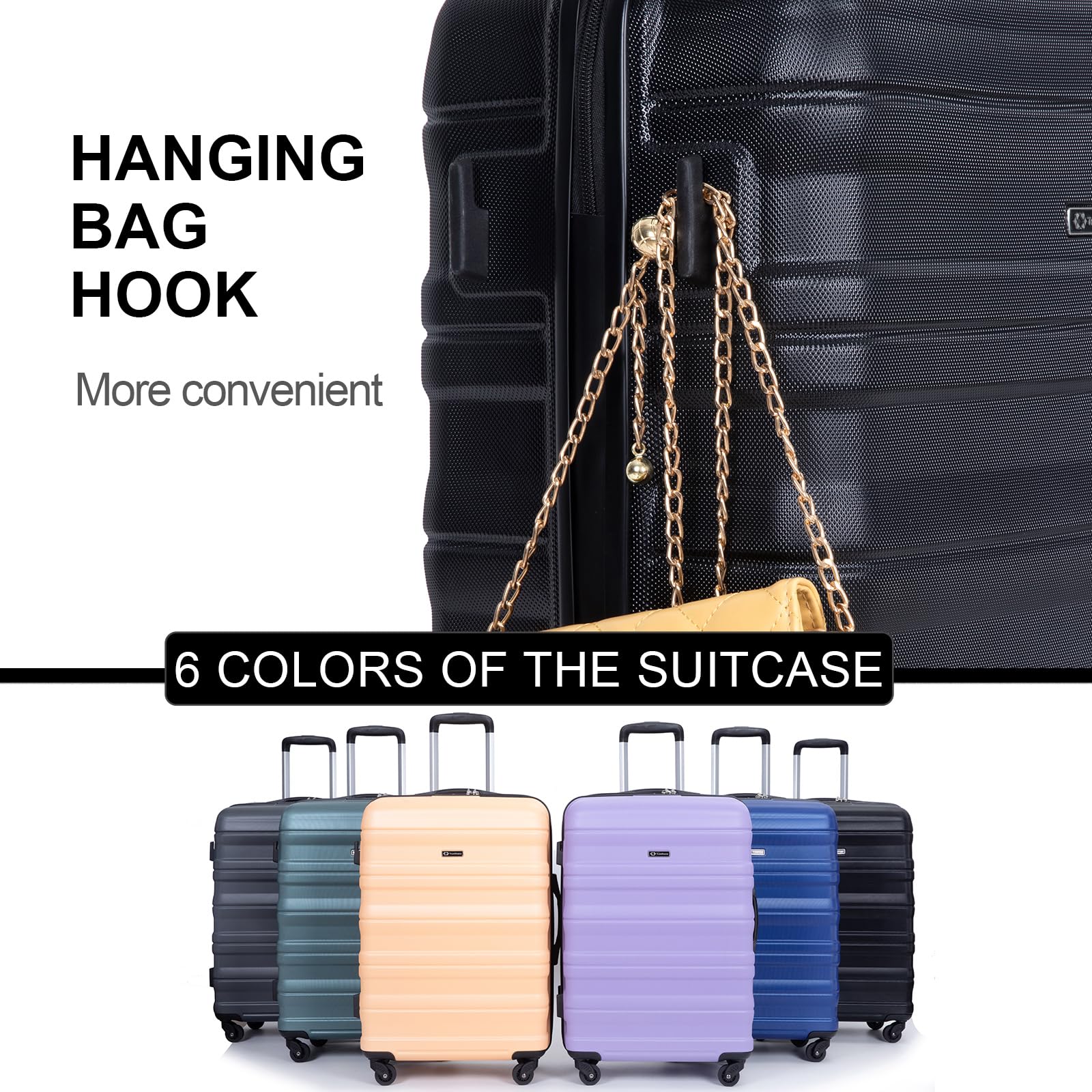 Travelhouse Luggage Set, PC Hardside Expandable Suitcase Spinner Wheel Lightweight TSA Lock,3-Piece Set (21/25/29) (Pink-77)