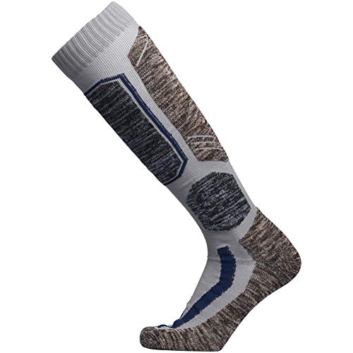 WEIERYA Ski Socks, Warm Knee High Performance Skiing Socks, Snowboard Socks (Grey 2 Pairs, Large)