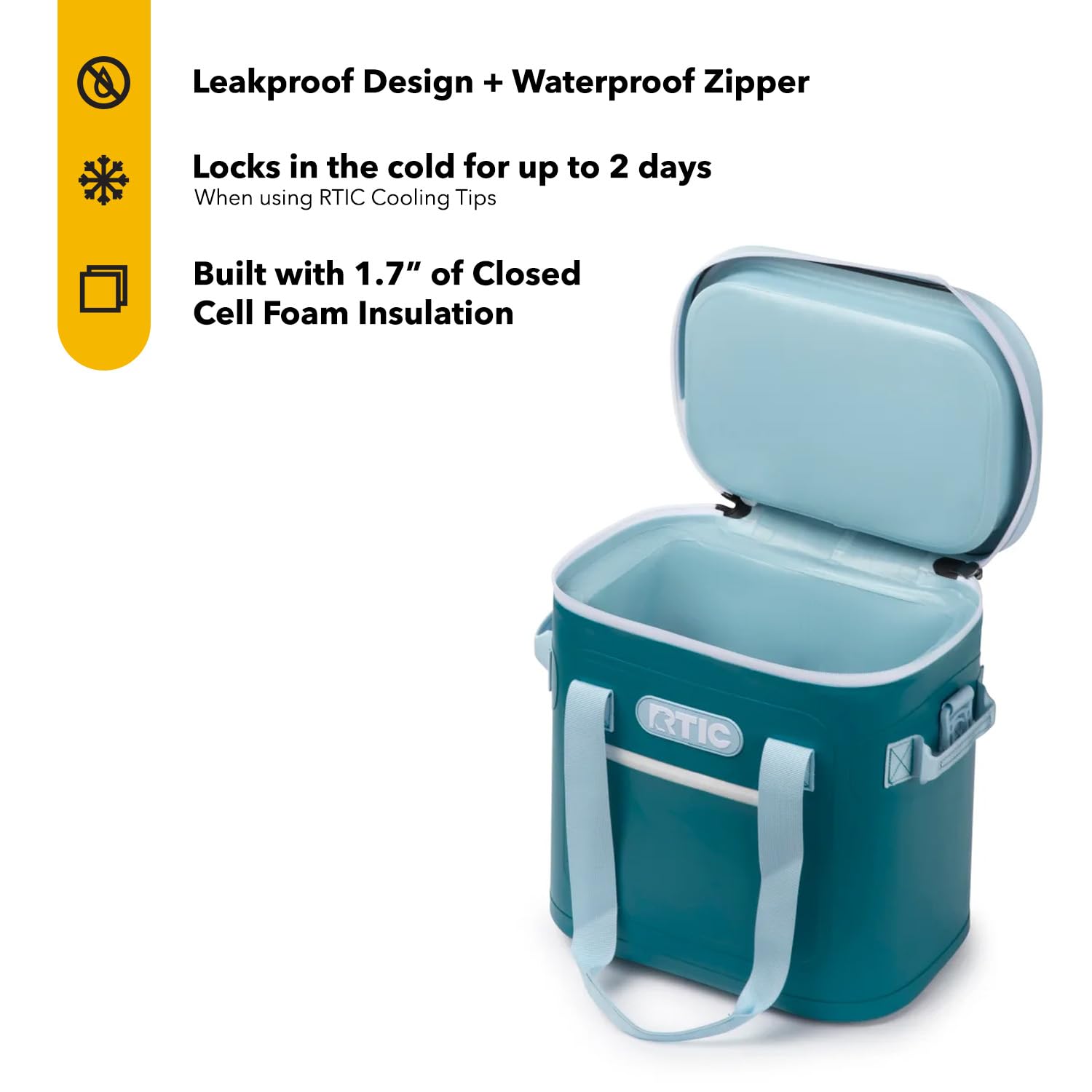 RTIC Soft Cooler 30 Can, Insulated Bag Portable Ice Chest Box for Lunch, Beach, Drink, Beverage, Travel, Camping, Picnic, Car, Trips, Floating Cooler Leak-Proof with Zipper, Deep Harbor