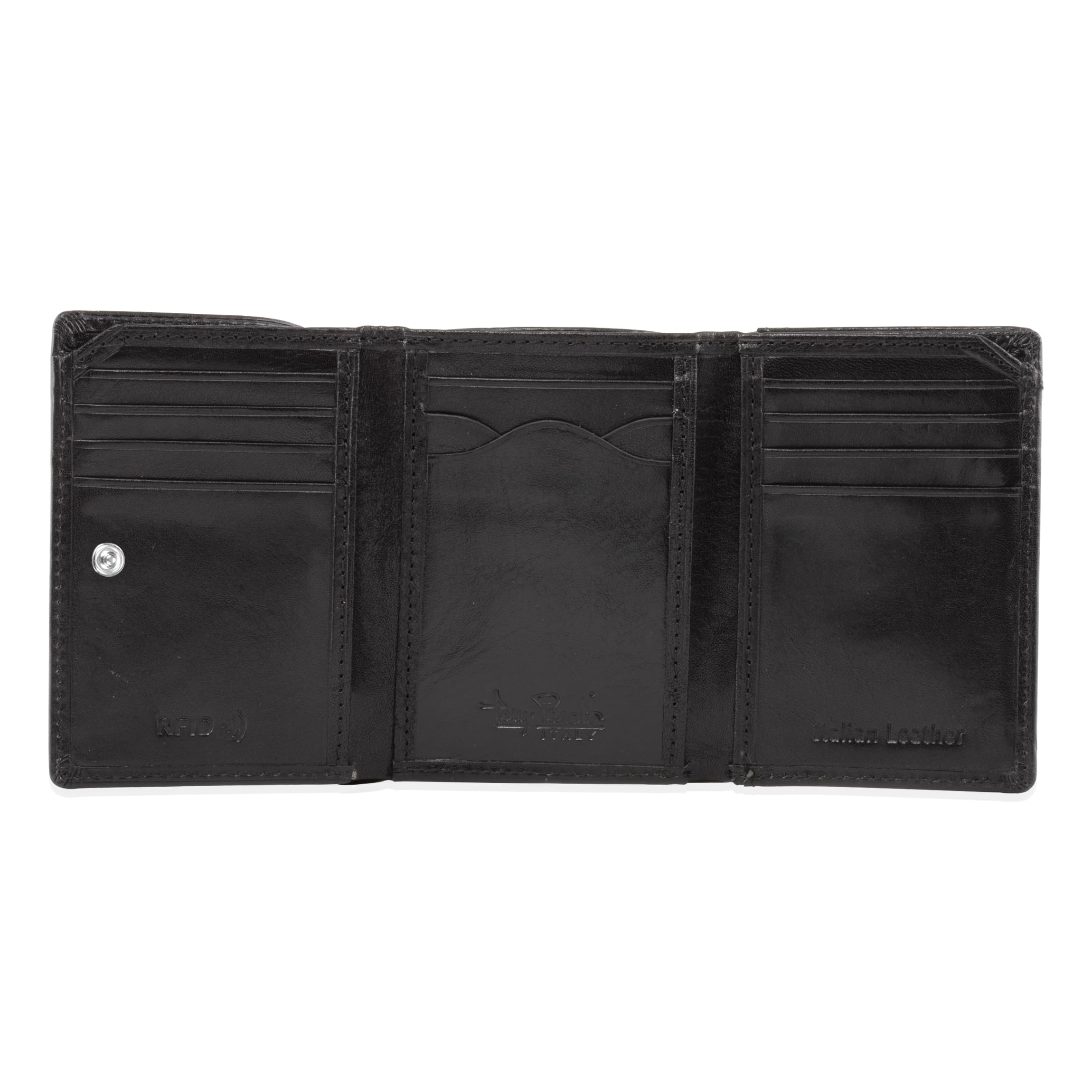 Tony Perotti Men's Italian Leather Trifold Wallet With ID Window, Card Holders, Currency Gusset, Receipt Pockets - Eco-Friendly Vegetable-Tanned Full Grain Leather
