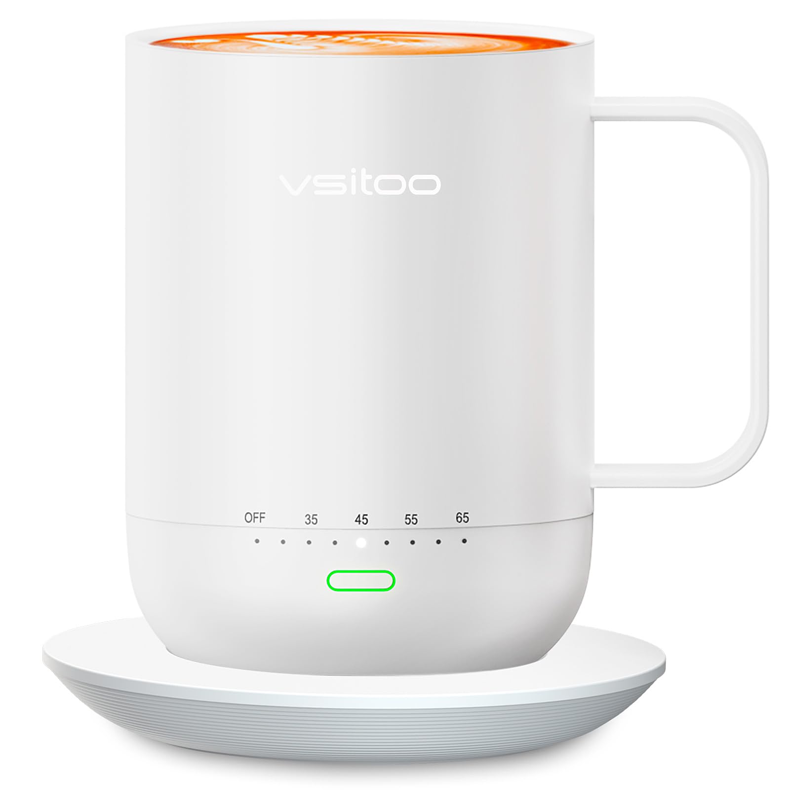 vsitoo Temperature Control Heated Coffee Mug S3PRO 14 Oz, Smart Self Heating Travel Mug with Manual & APP Controlled Coffee Warmer, Rechargeable and Battery Powered, LED Light, Auto Off (White)