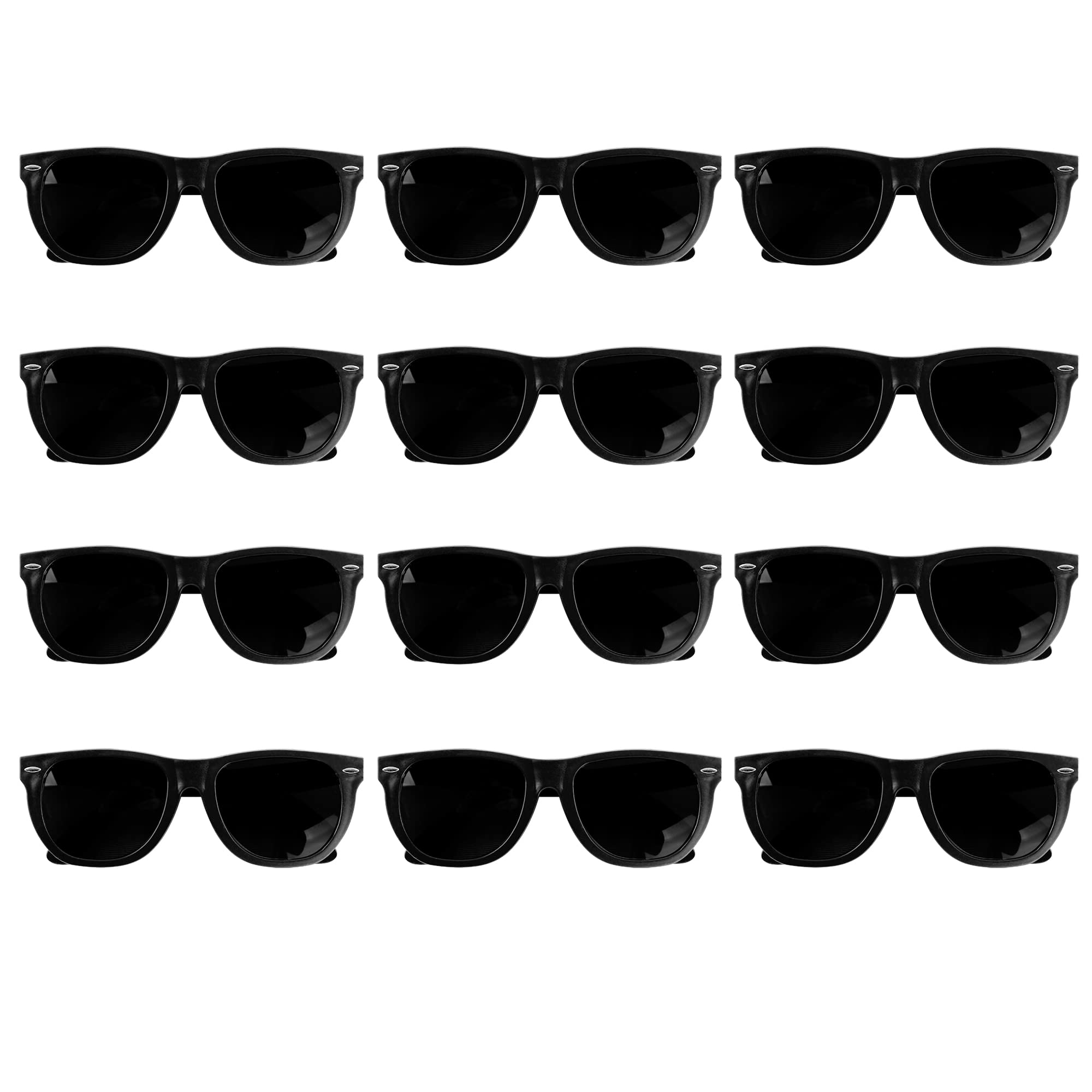 Super Z Outlet Plastic Black Vintage Retro Style Sunglasses Shades Eyewear for Party Prop Favors, Decorations, Toy Gifts (12 Pairs)
