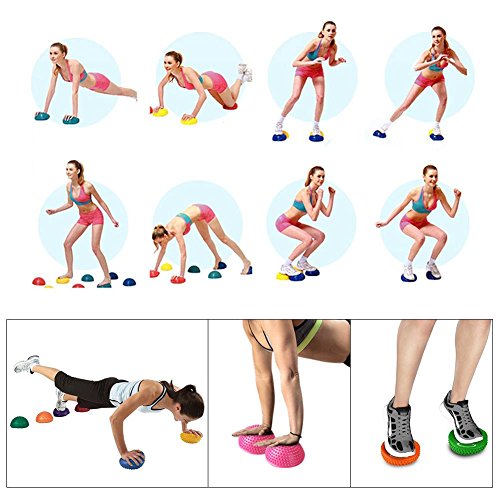 VGEBY Foot Massage Ball Inflatable Half Yoga Balls Massage Point Fitball Exercises Trainer Fitness (Silver)