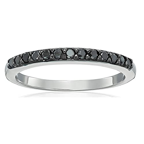 Vir Jewels 1/5 cttw Black Diamond Ring Wedding Band .925 Sterling Silver 13 Stones Round Size 9